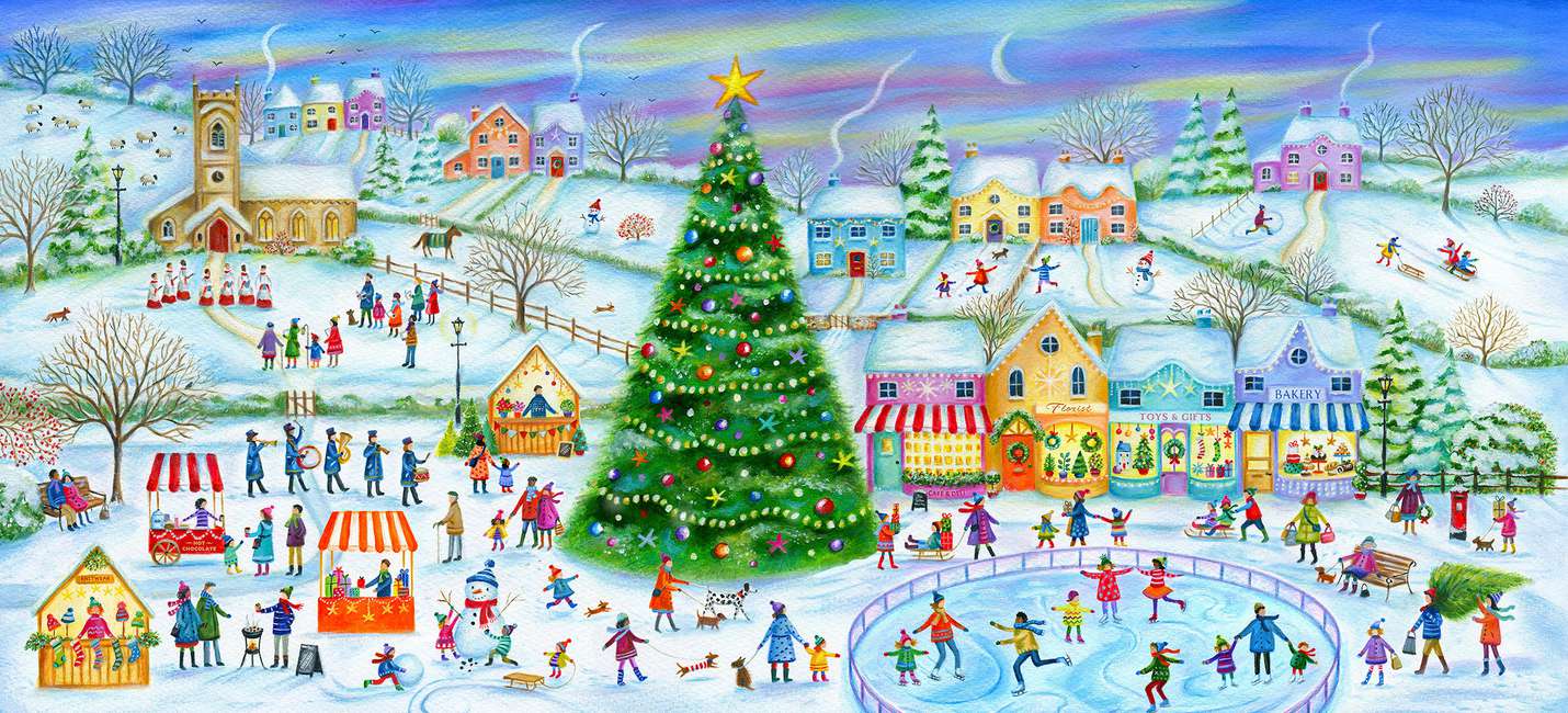 Skating in the Village – 636 Piece Jigsaw Puzzle (Gib | Puzzles Galore ...