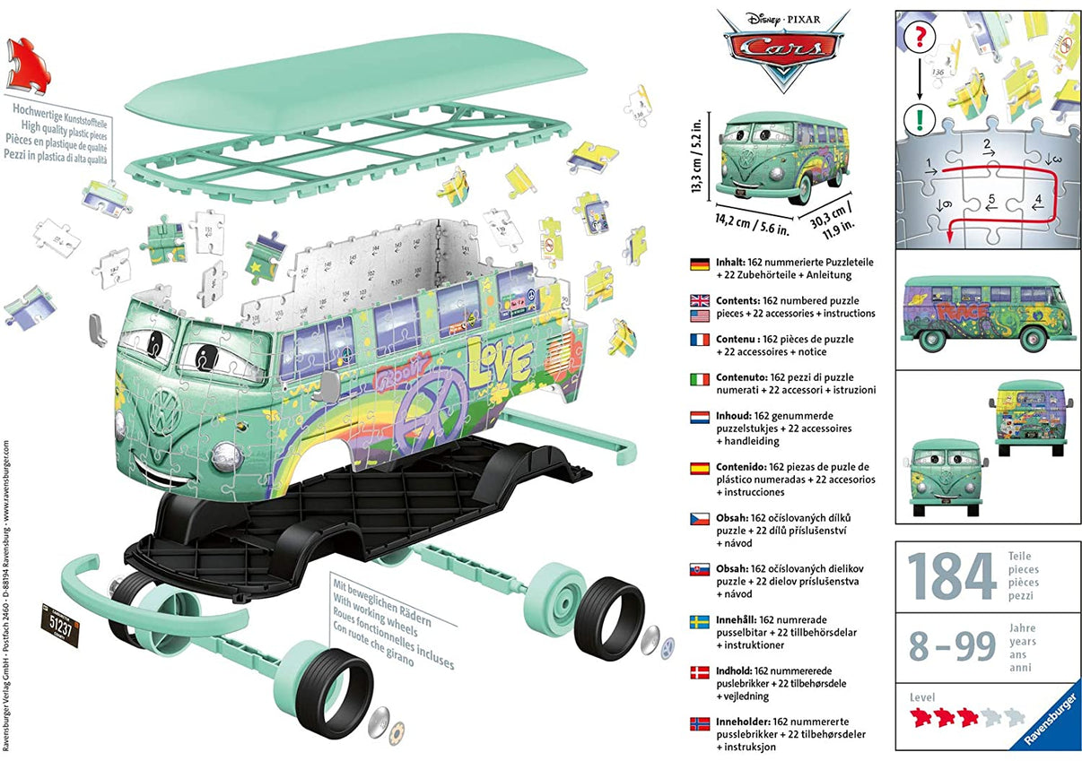 Ravensburger Disney Pixar Cars Filmore - VW T1 Camper Van, 162 Piece 3 ...
